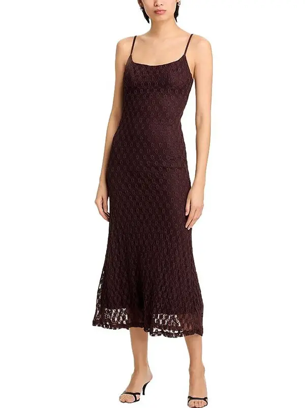 Bardot Adoni Crochet Midi Dress - Dark Chocolate