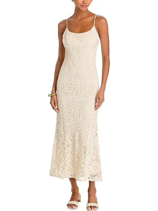 Bardot Adoni Crochet Midi Dress - Light Beige