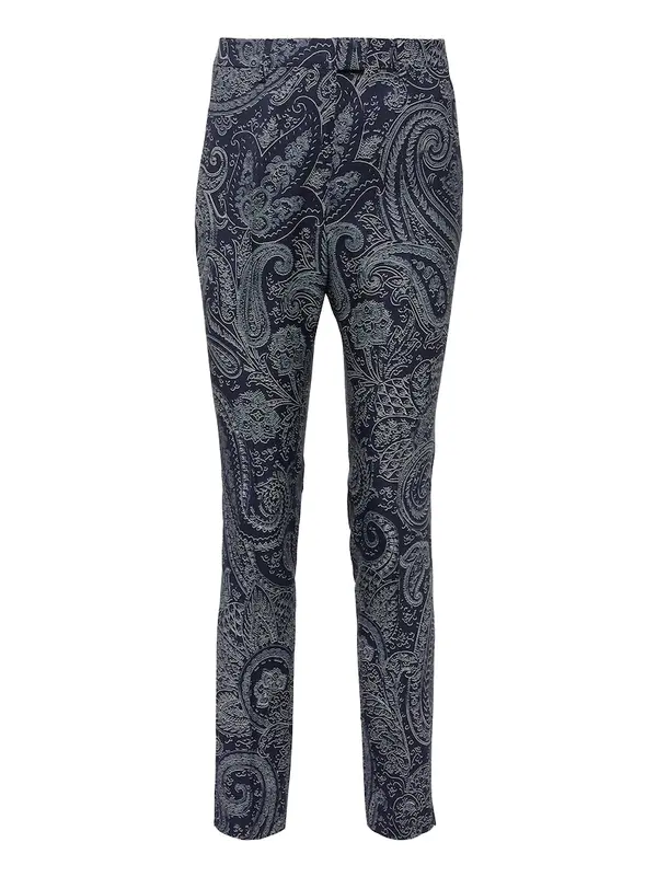 Etro Paisley High-rise Slim Pants - Blue