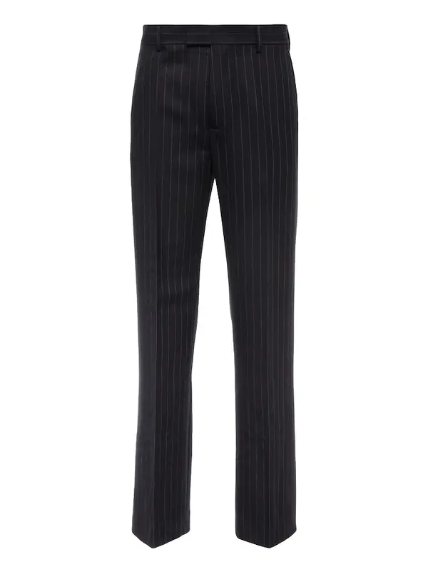Dries Van Noten Pinstriped Straight Leg Pants - Blue