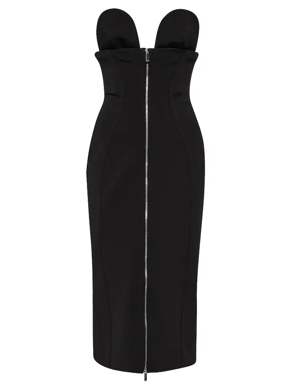 Off-White Strapless Midi Dress - Black