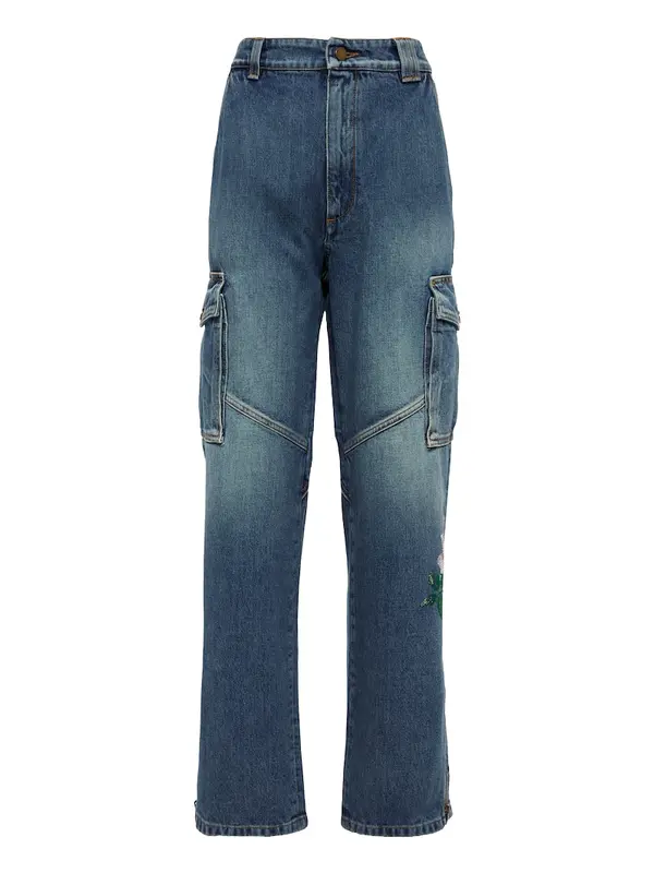 Alessandra Rich Sequin-embellished Flared Jeans - Blue