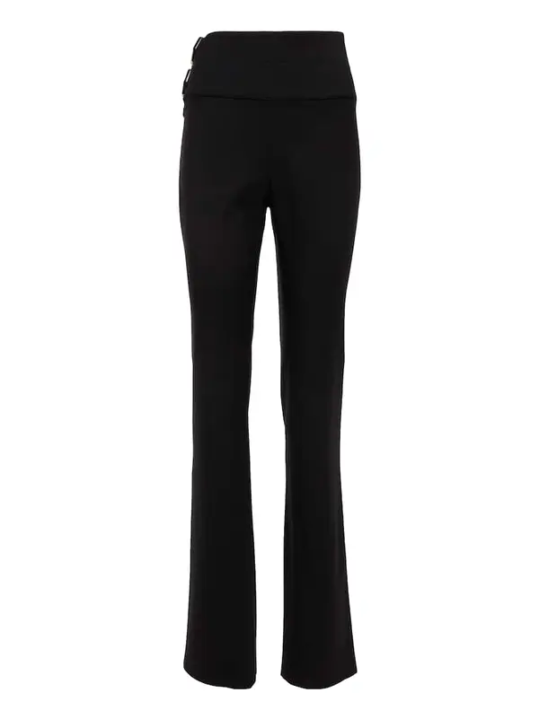 Alaïa Belted Straight Wool Pants - Black