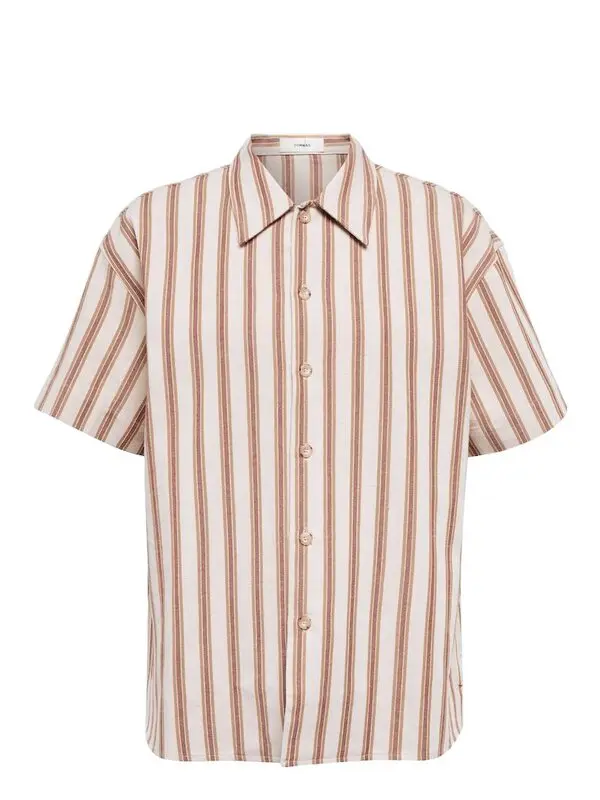 Commas Striped Cotton And Linen Shirt - Brown