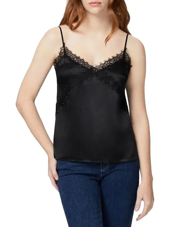 Paige Gwen Lace Trim Silk Camisole - Black