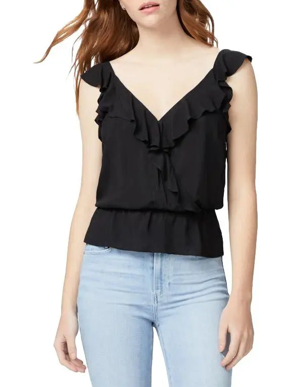 Paige Fenna Ruffle V-neck Top - Black