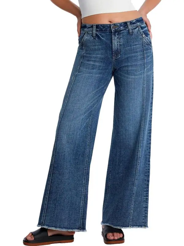 HINT OF BLU Mighty High Waist Wide Leg Jeans - Space Blue