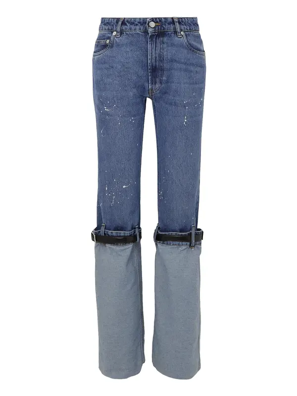 Coperni Hybrid Belted Mid-rise Straight-leg Jeans - Blue