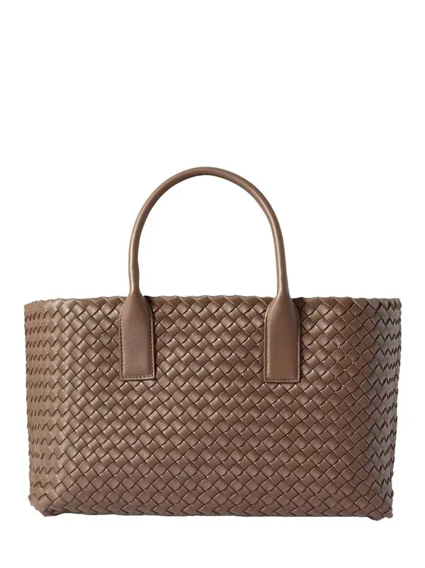 Bottega Veneta Intrecciato Leather Cabat Tote - Brown