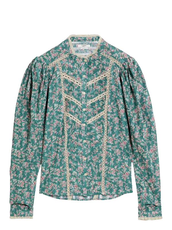 MARANT ETOILE Reafl Lace-trimmed Blouse - Petrol