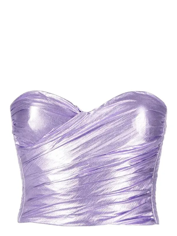 FORTE_FORTE Taffeta Strapless Crop Top - Purple