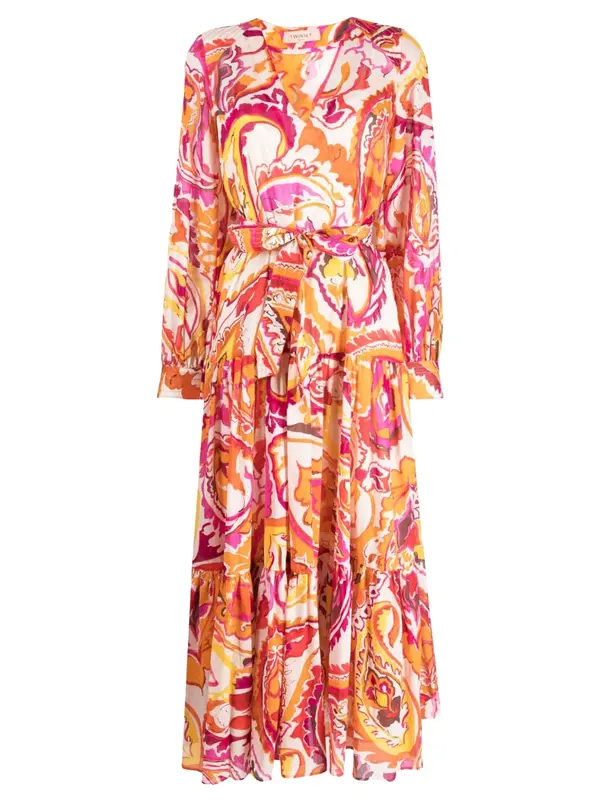TWINSET Abstract-print Ankle-length Dress - Orange