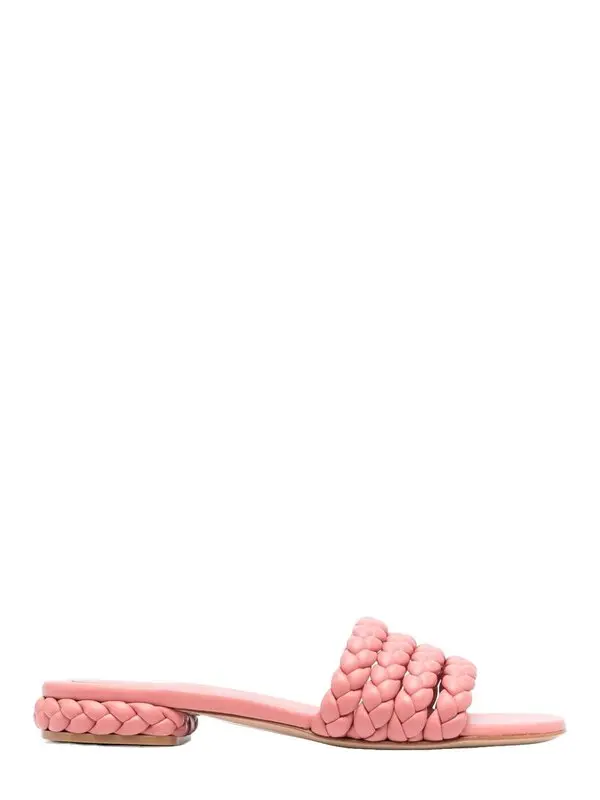 GIANVITO ROSSI Braided-leather Flat Sandals - Pink