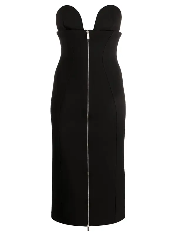 Off-White Strapless Midi Dress - Black