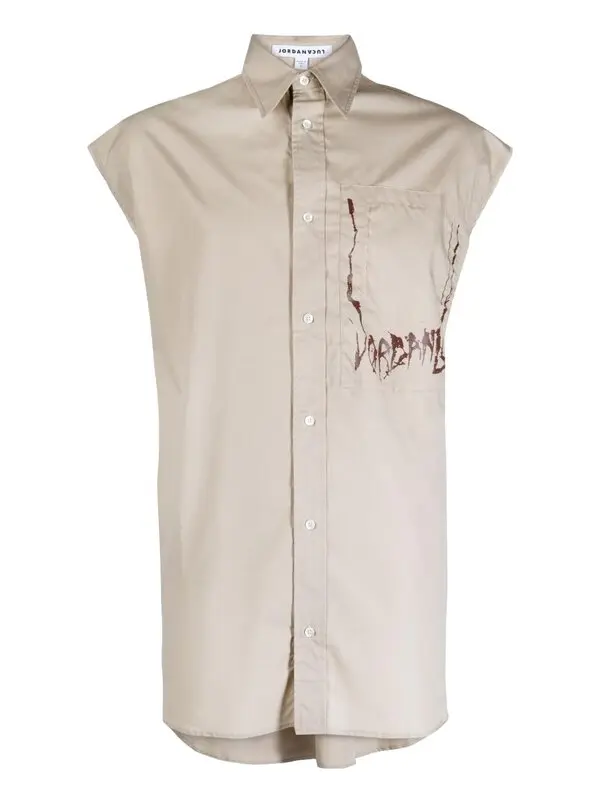 JORDANLUCA Skulls Cotton Shirt - Neutrals