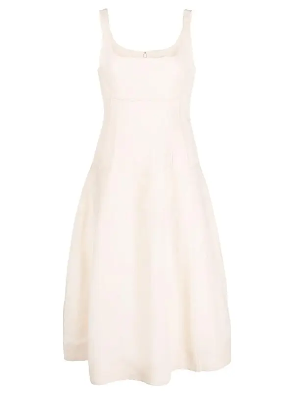 Chloé Corset-panel Linen Midi Dress - White