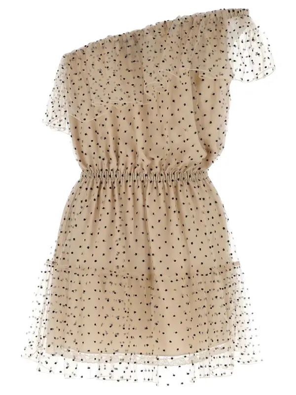 Gucci Polka-dot One-shoulder Minidress - Neutrals