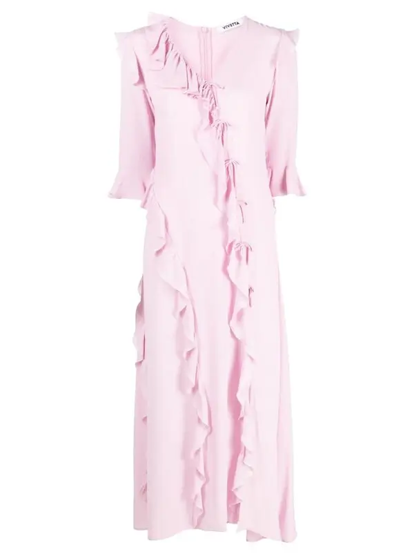 Vivetta Asymmetric Ruffle Maxi Dress - Pink