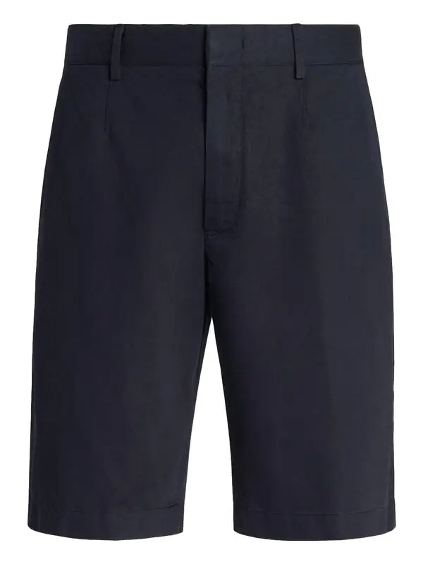 Zegna Cotton-linen Chino Shorts - Blue