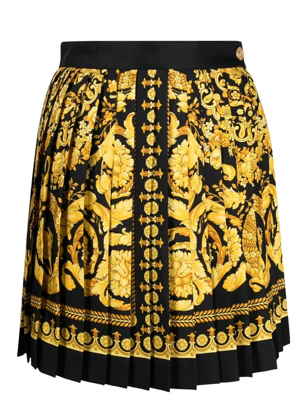 Versace Barocco-print Pleated Skirt - Black