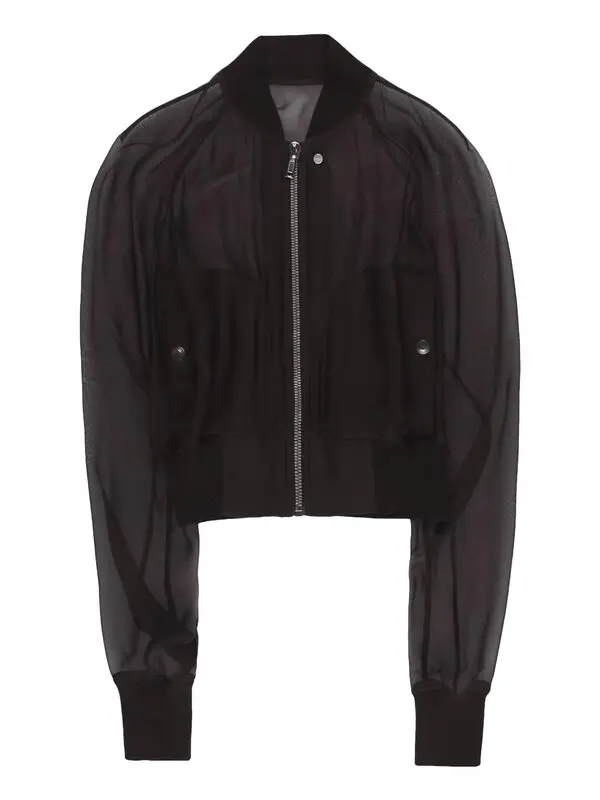 Rick Owens Cropped Silk Bomber Jacket - Black