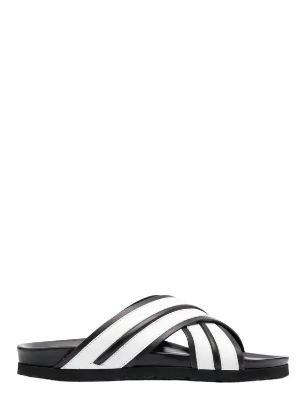 Palm Angels Striped Criss-cross Slides - Black