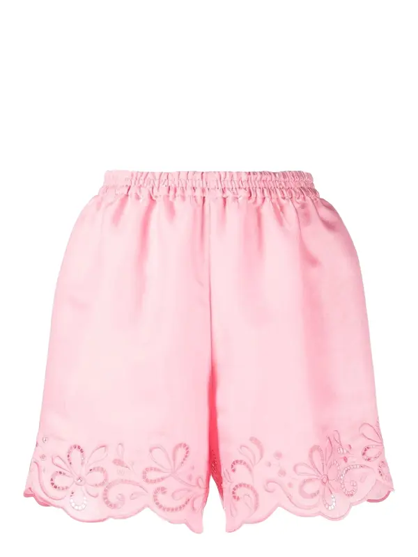 BOUTIQUE MOSCHINO Lace-trimmed Shorts - Pink
