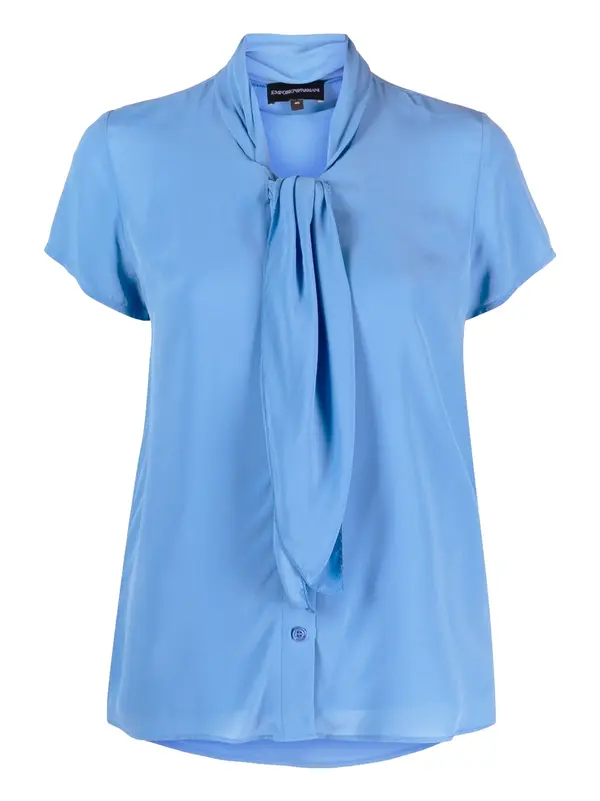 Emporio Armani Tie-neck Short-sleeve Shirt - Blue