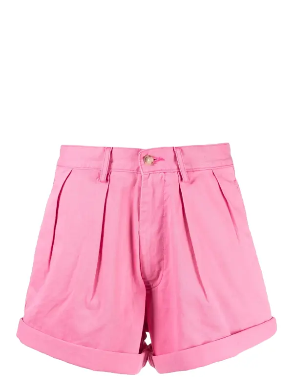 Denimist Pleated Cotton Mini Shorts - Pink
