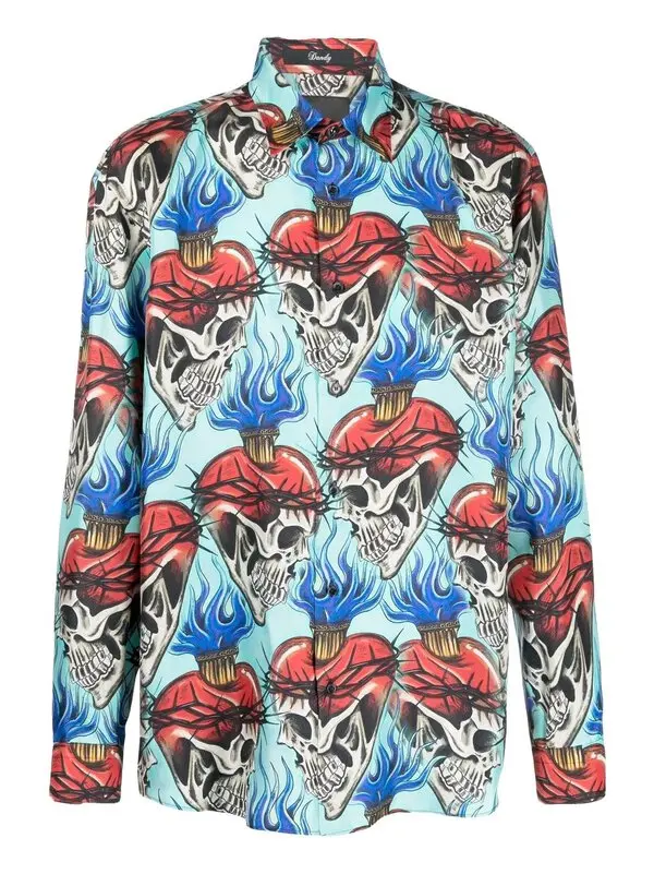 Philipp Plein Skull-print Shirt - Blue
