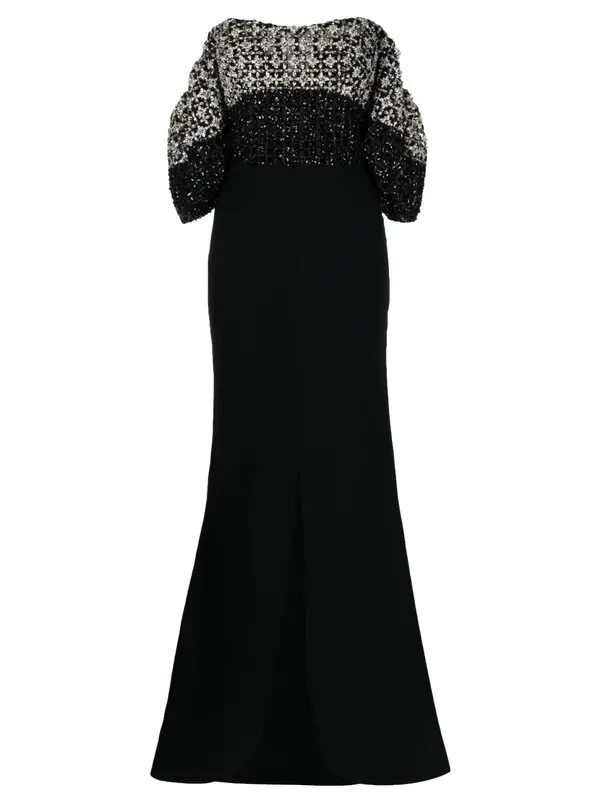 SAIID KOBEISY Off-shoulder Beaded Gown - Black