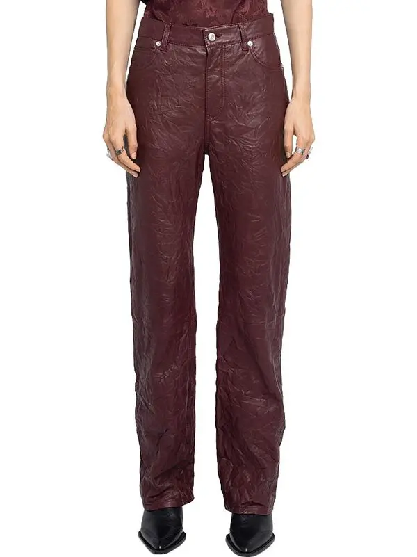 Zadig&Voltaire Evy Crinkled Leather Pants - Burgundy
