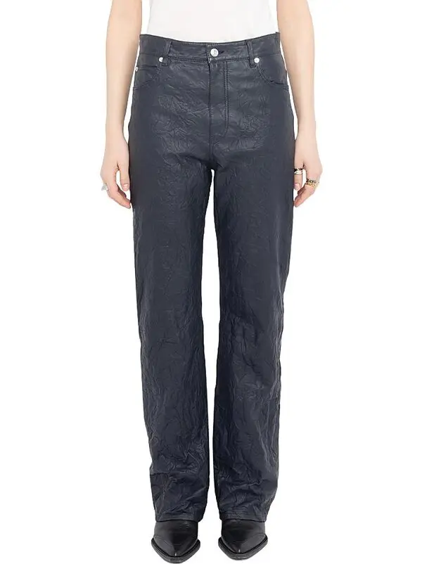 Zadig&Voltaire Evy Crinkled Leather Pants - Encre