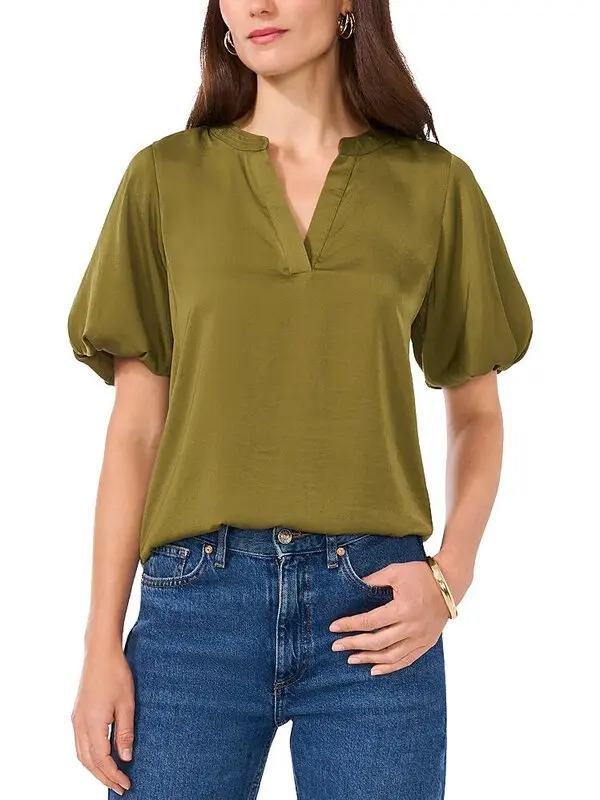Vince Camuto Quarter Puff Sleeve Top - Olive Moss