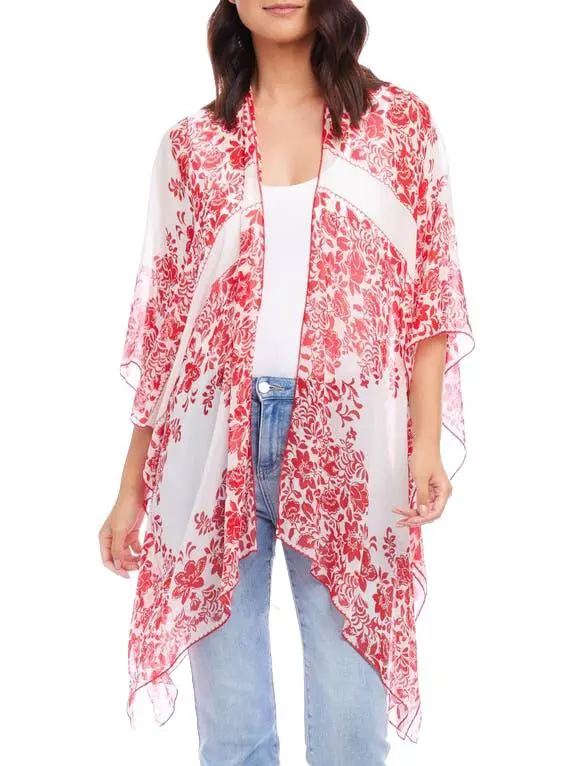 Karen Kane Floral Open Front Jacket - Print