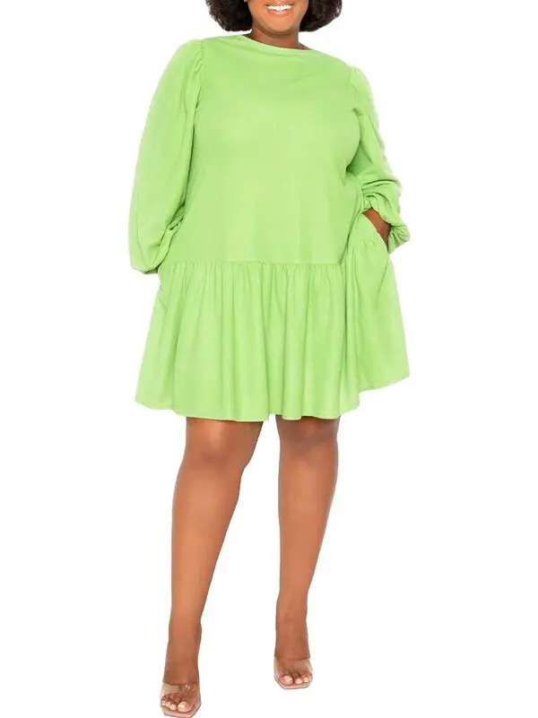 BUXOM COUTURE Tie Back Terry Dress - Green