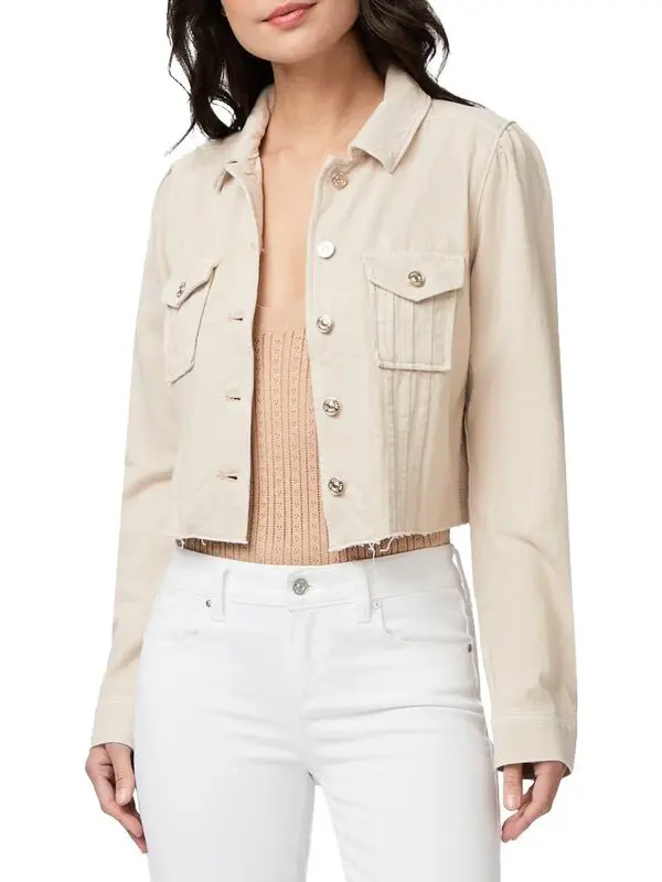 Paige Pacey Raw Hem Crop Twill Jacket - Soft Beige