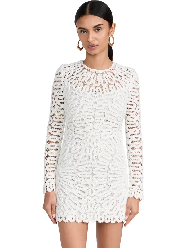 Simkhai Mccall Cage Crochet Embroidery Mini Dress - White