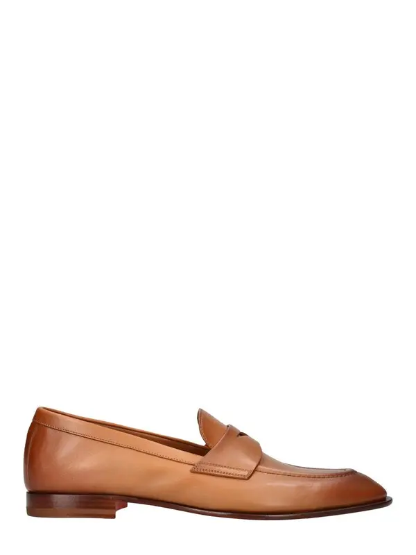 Santoni Leather Loafers - Beige