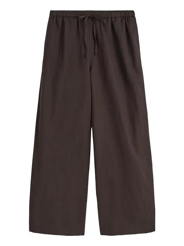 Cos Wide-leg Linen Drawstring Pants - Brown