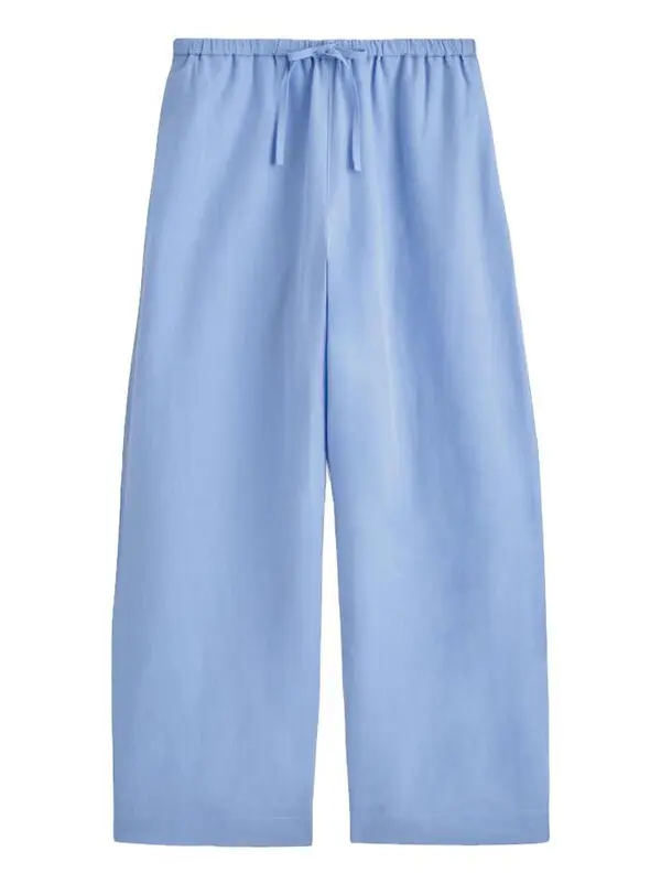Cos Wide-leg Linen Drawstring Pants - Light Blue