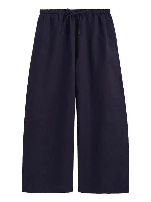 Cos Wide-leg Linen Drawstring Pants - Navy