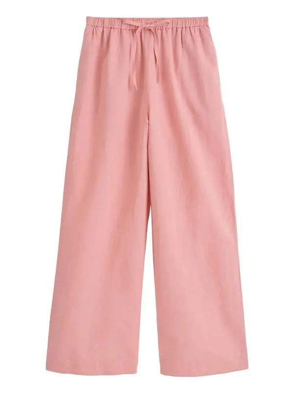 Cos Wide-leg Linen Drawstring Pants - Pink