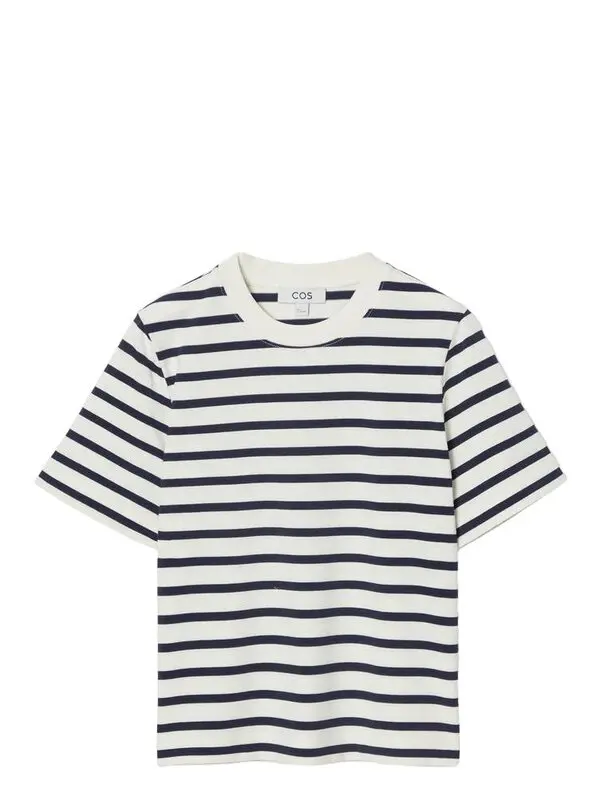 Cos Clean Cut Regular T-shirt - Navy/white