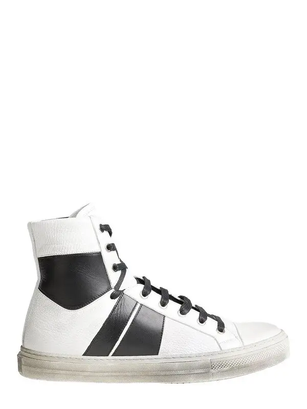 Amiri Sunset Distressed Two-tone High-top Sneakers - White
