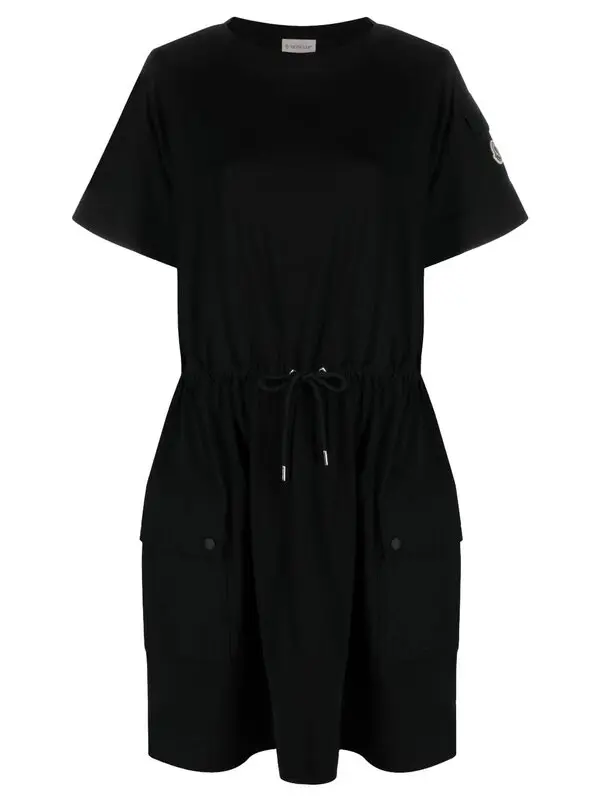 Moncler Drawstring-waist T-shirt Dress - Black