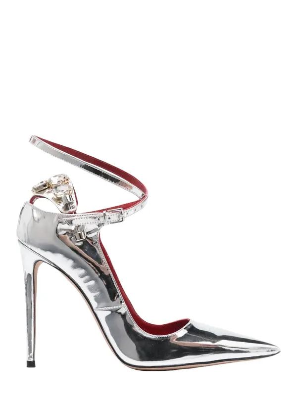 HARDOT 120mm Metallic Leather Pumps - Silver