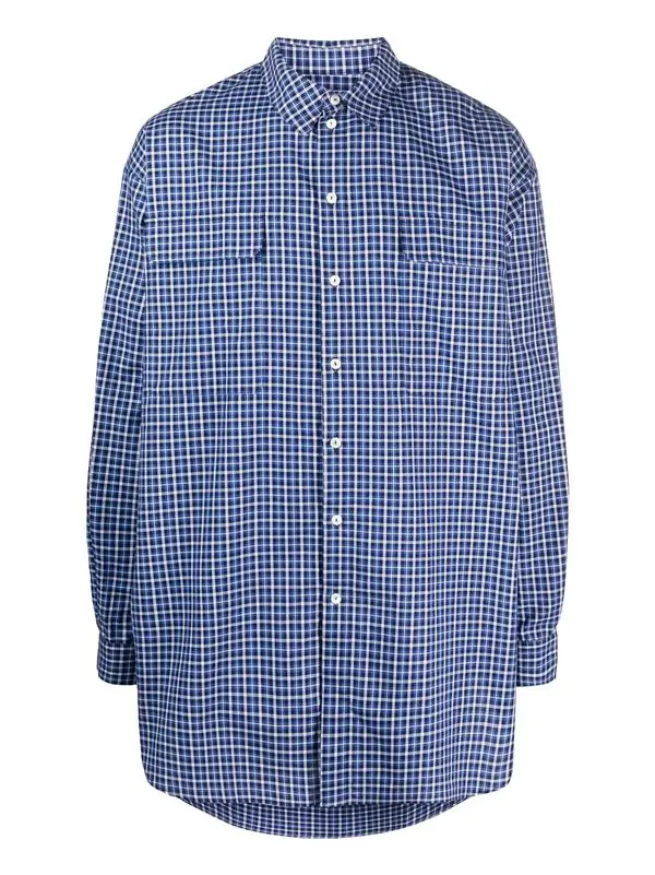 CHLOE NARDIN Plaid-pattern Oversize Shirt - Blue