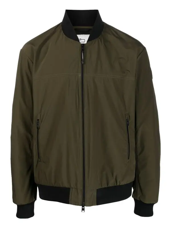 Woolrich Logo-patch Zip-up Bomber Jacket - Green