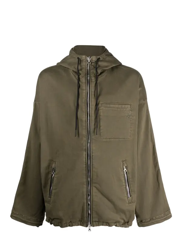 Diesel Logo-embroidered Hooded Jacket - Green